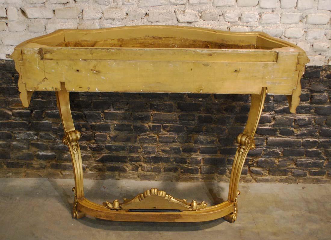 Antique Italian Gold Rococo Console Table With Bianca Rosa Marble Top ...