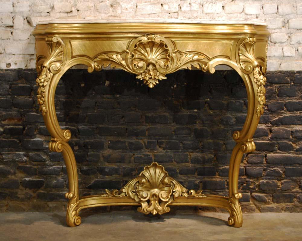 Antique Italian Gold Rococo Console Table With Bianca Rosa Marble Top ...