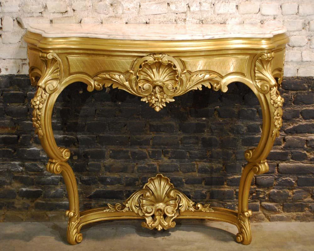 Antique Italian Gold Rococo Console Table With Bianca Rosa Marble Top ...