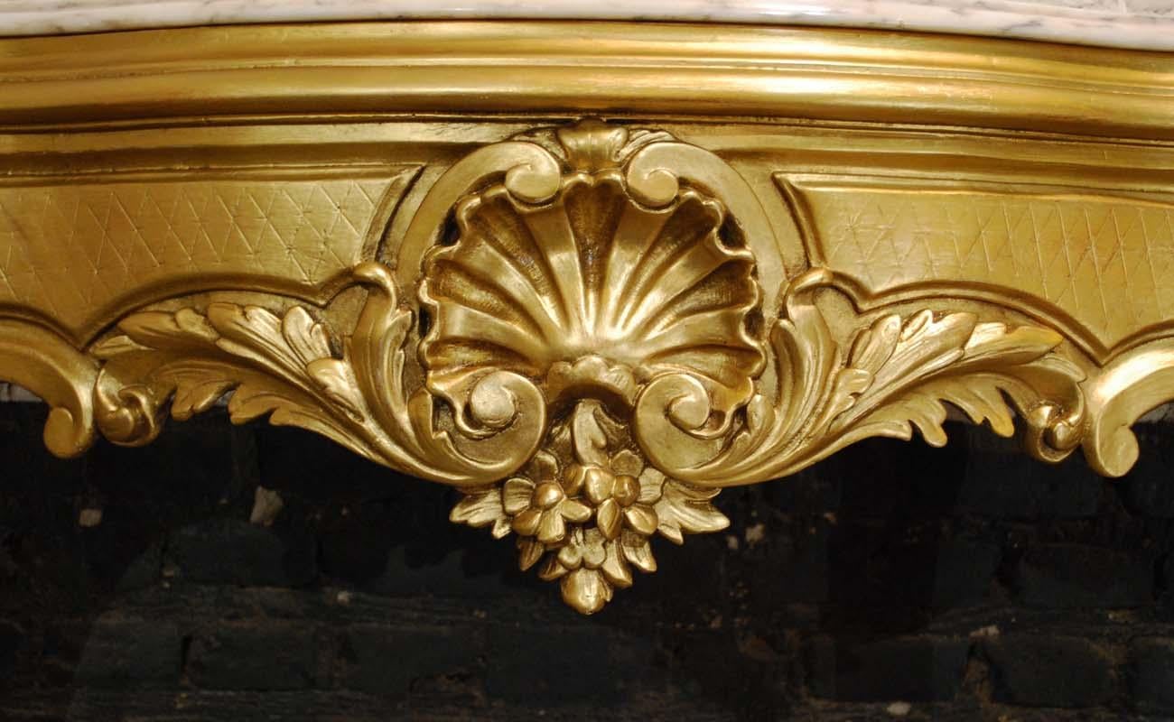 Antique Italian Gold Rococo Console Table With Bianca Rosa Marble Top ...