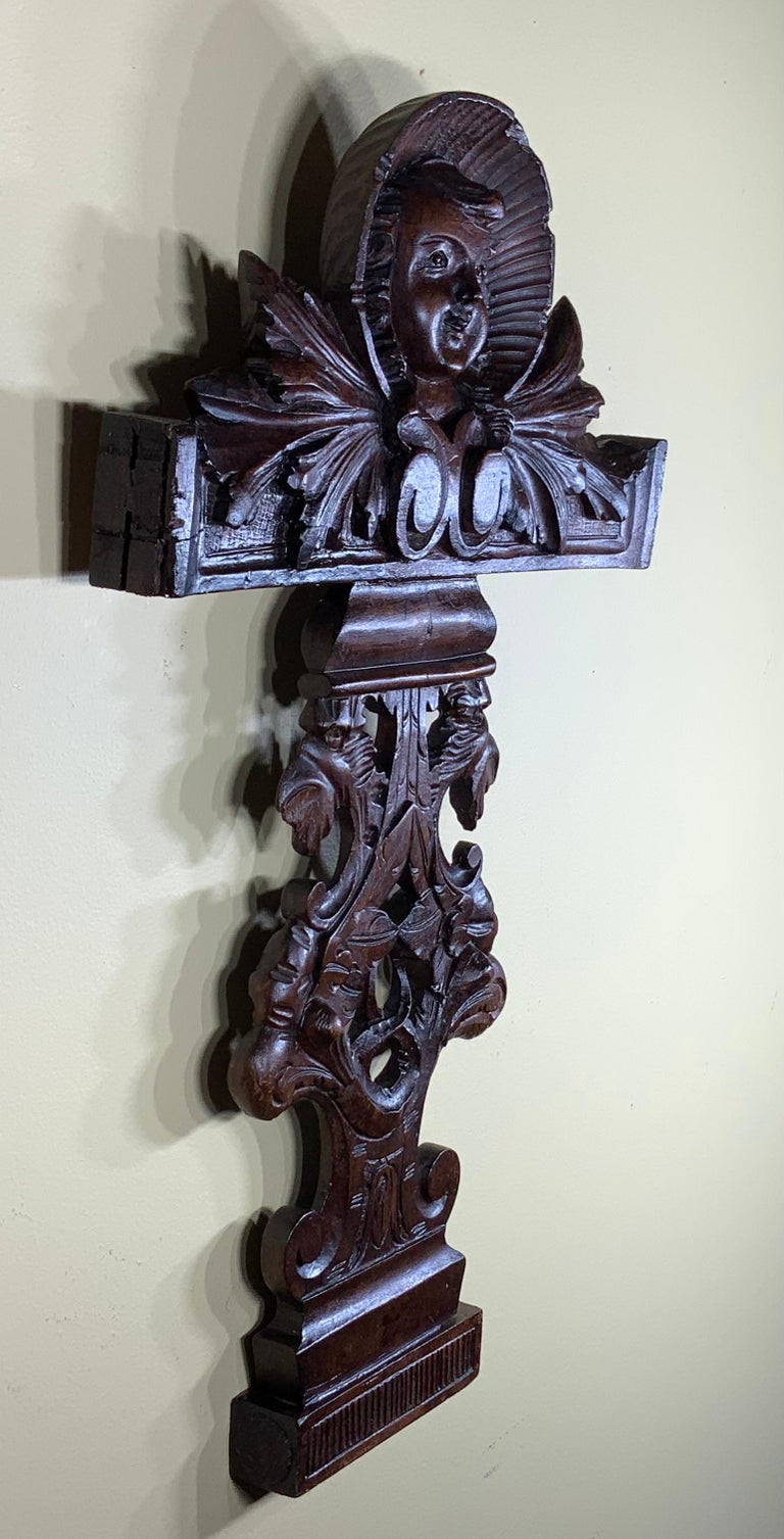 Antique Italian Hand Carving Wood Wall Hanging For Sale at 1stDibs