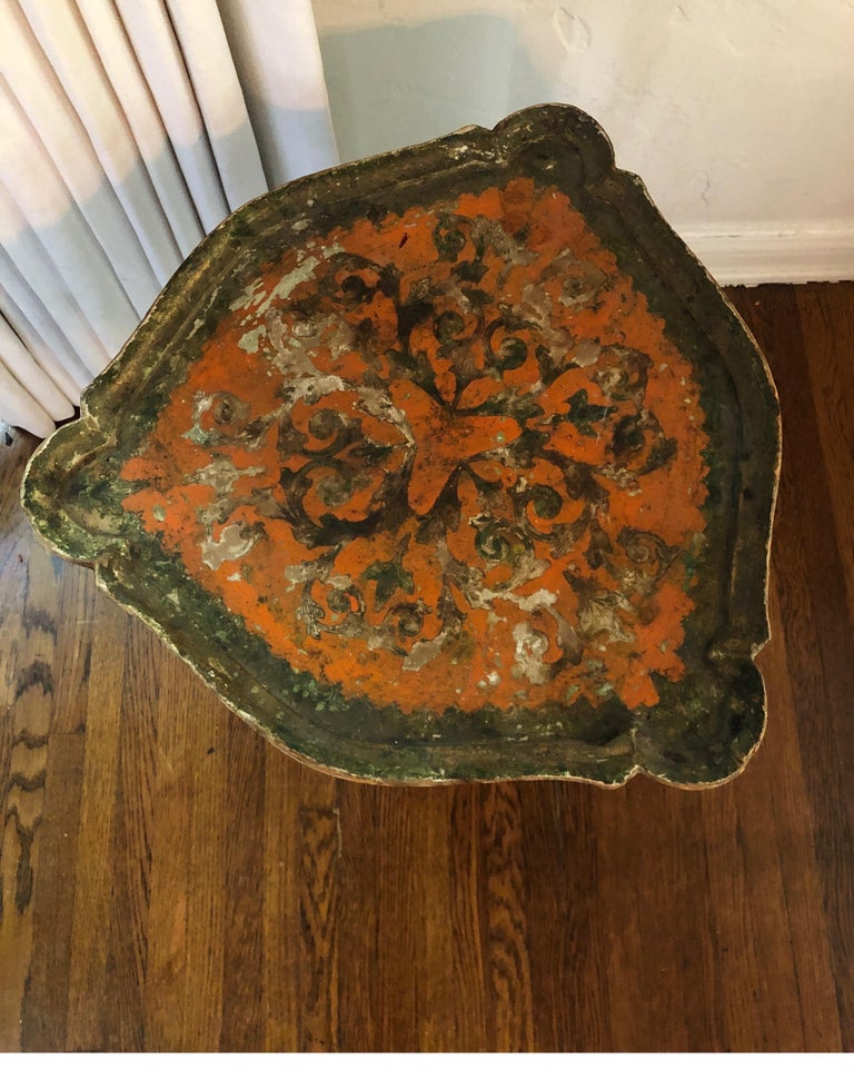 Antique Italian Hand Painted Florentine Wood Side Table at 1stDibs