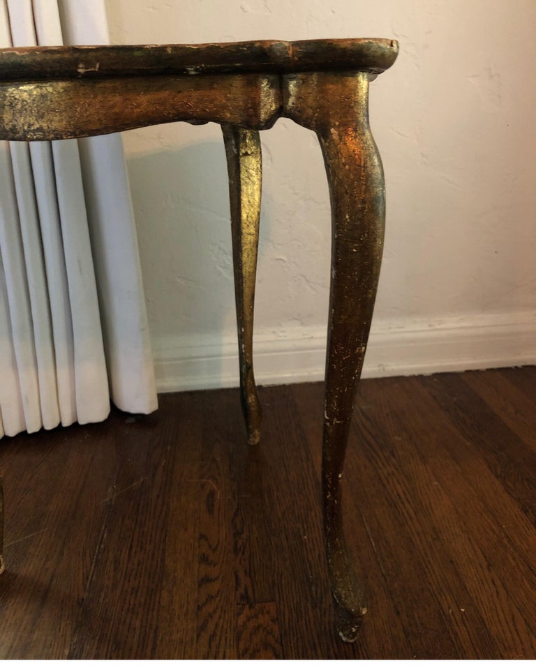 Antique Italian Hand Painted Florentine Wood Side Table at 1stDibs