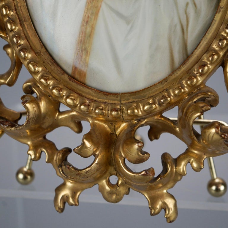 Antique Italian Hand Painted Porcelain Portrait, Young Jesus, Gilt ...