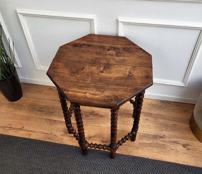 Antique Italian Hexagonal Walnut Gueridon or Side Table with Bobbin ...