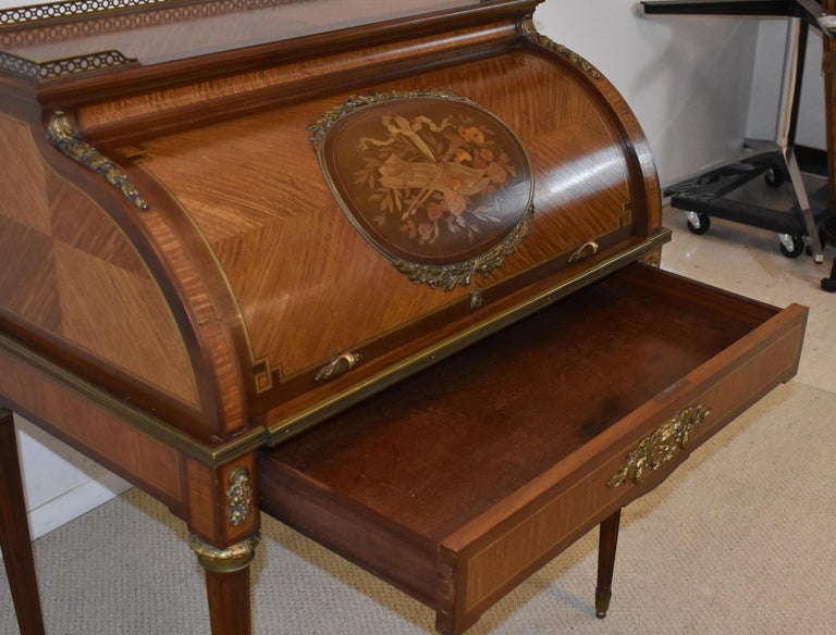Antique Italian Inlaid Mixed Wood Musical Instruments Writing Desk at ...