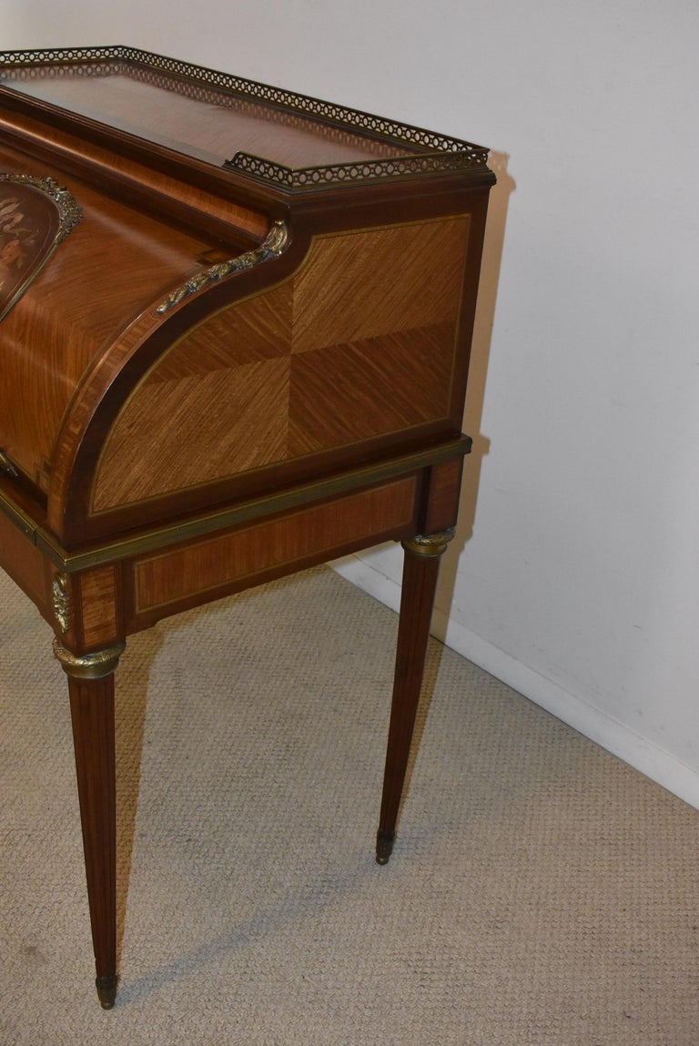 Antique Italian Inlaid Mixed Wood Musical Instruments Writing Desk at ...