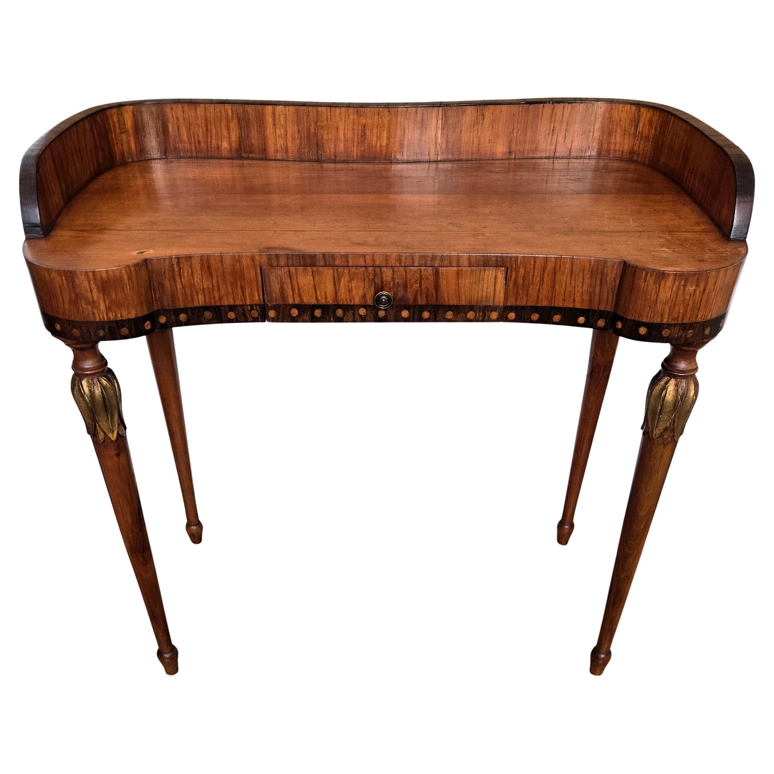Antique Italian Kidney Shaped Inlay Walnut Burl Wood Writing Desk Table ...