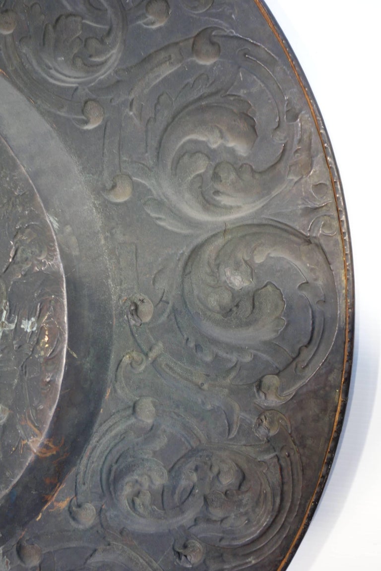 Antique Italian Large Embossed Copper Roman Plate Circa 1820 at 1stDibs