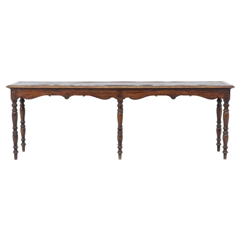 Antique Italian Large Walnut Wood Console For Sale at 1stDibs