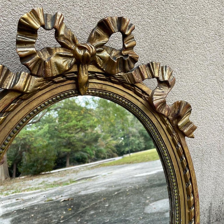 Antique Italian Louis XVI Oval Giltwood Powder Room Mirror For Sale at ...