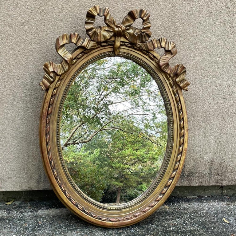 Antique Italian Louis XVI Oval Giltwood Powder Room Mirror For Sale at ...