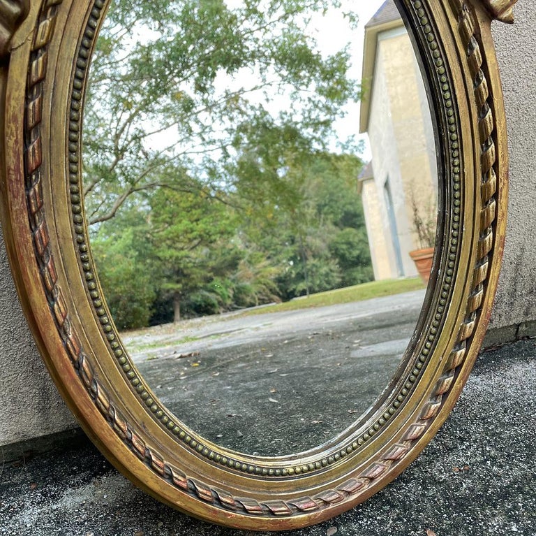 Antique Italian Louis XVI Oval Giltwood Powder Room Mirror For Sale at ...