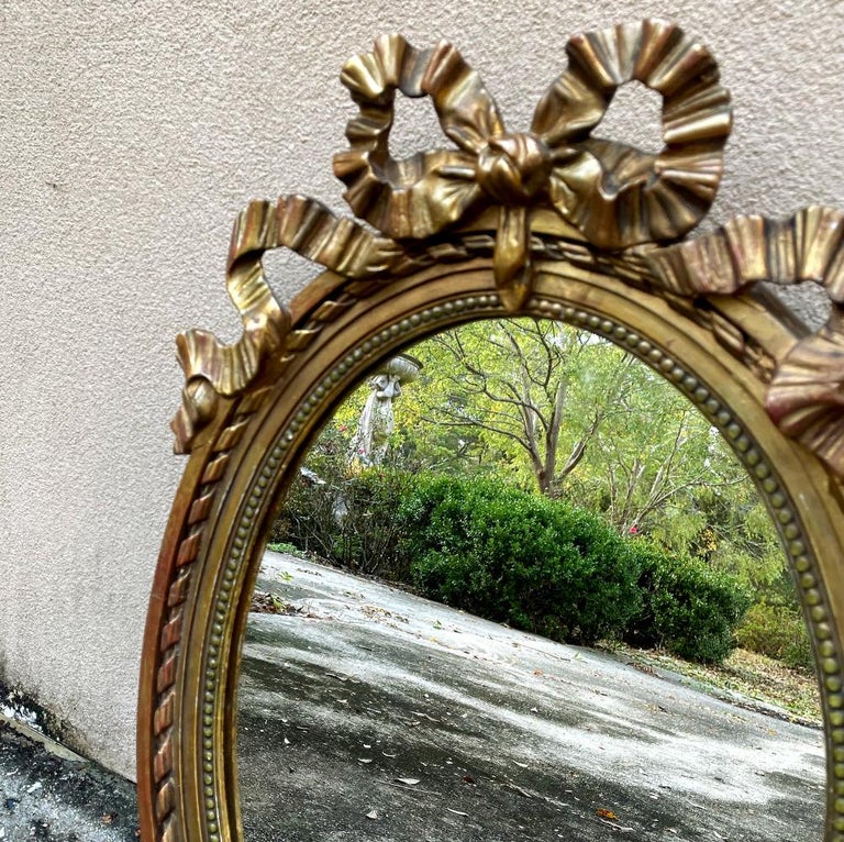 Antique Italian Louis XVI Oval Giltwood Powder Room Mirror For Sale at ...