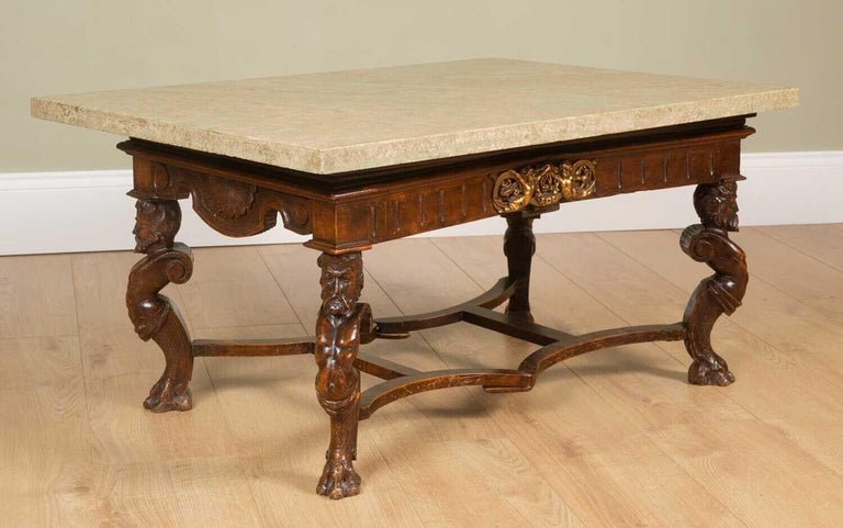 Antique Italian Low Table Baroque Style Coffee Table with Marble Top ...