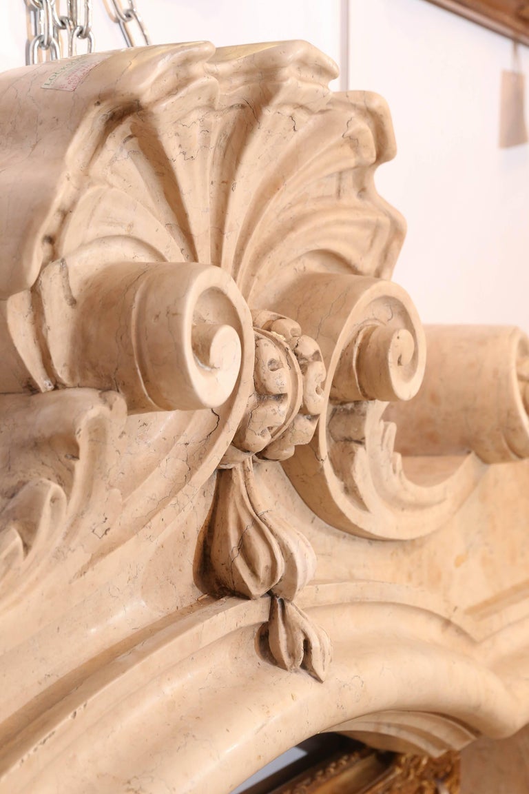Antique Italian Marble Fireplace with Cartouche at 1stDibs