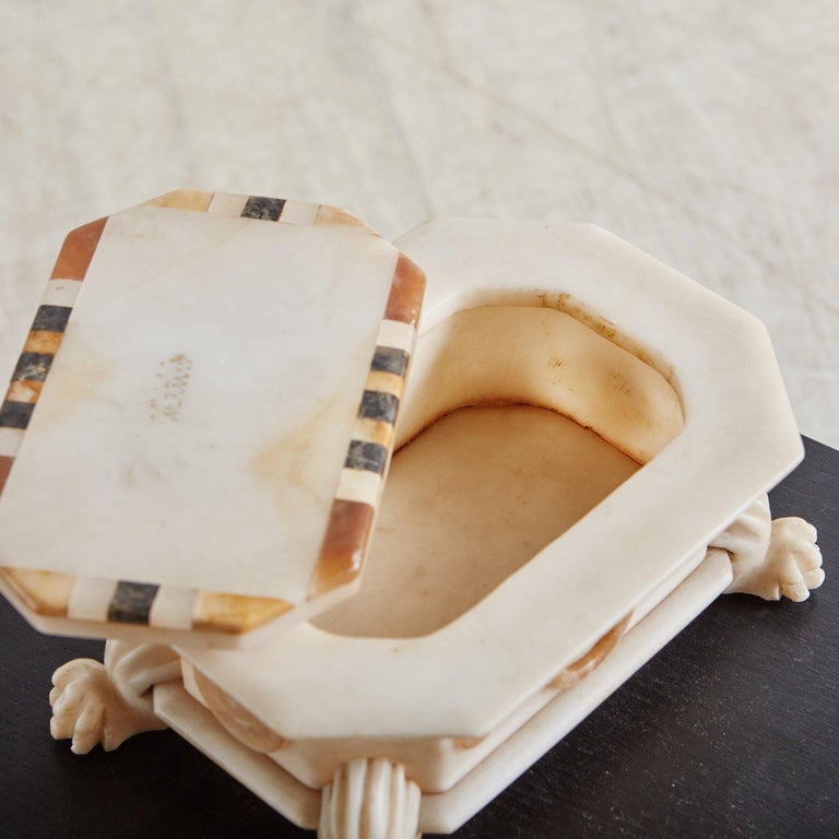 Antique Italian Marble Footed Box For Sale at 1stDibs