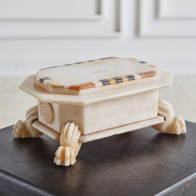 Antique Italian Marble Footed Box For Sale at 1stDibs