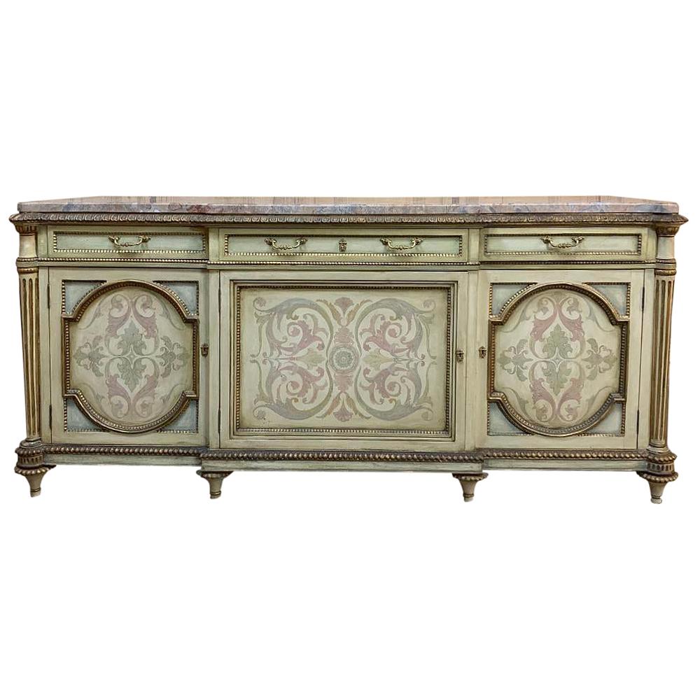 Antique French Marquetry Marble Top Buffet at 1stdibs