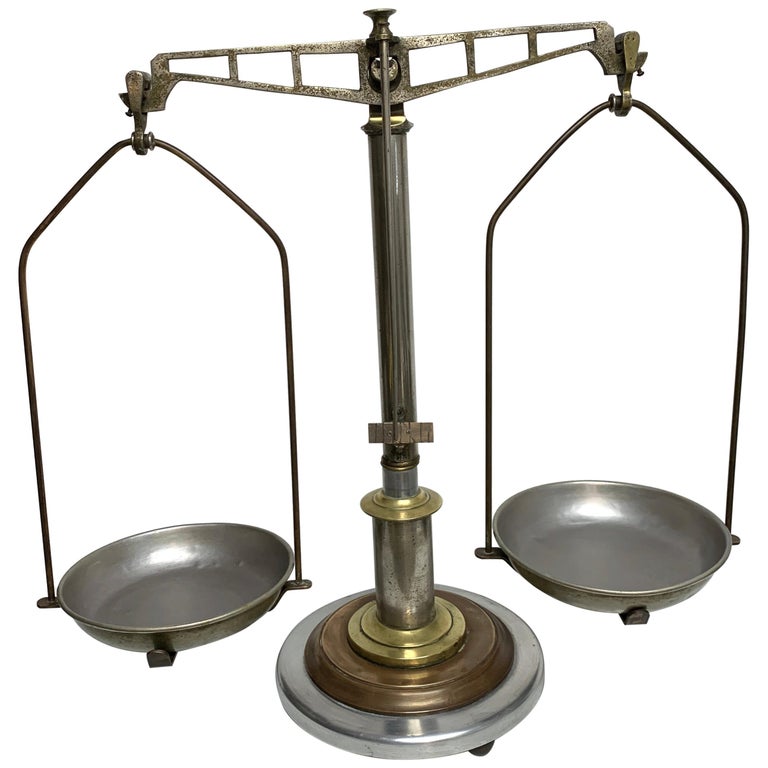 Antique Italian Mixed Metal Fruit Scale For Sale at 1stDibs