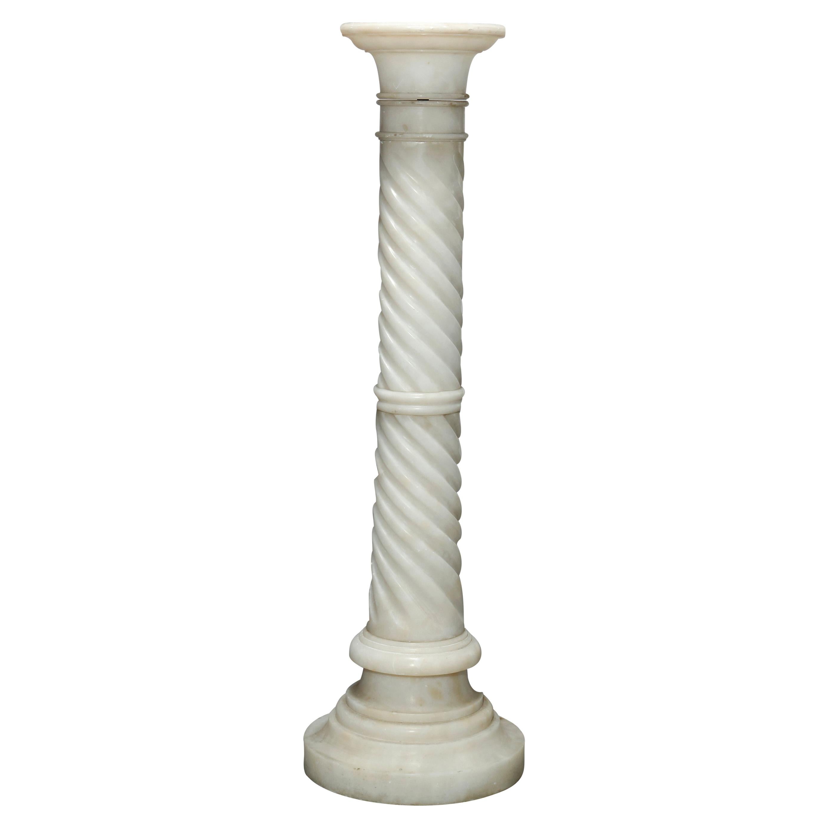 Pair of Italian Travertine Pedestal Table Displays at 1stDibs