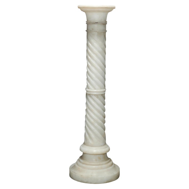 Antique Italian Neoclassical Carved Marble Sculpture Display Pedestal ...