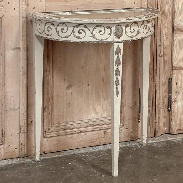 Antique Italian Neoclassical Painted Demilune Display Console For Sale ...