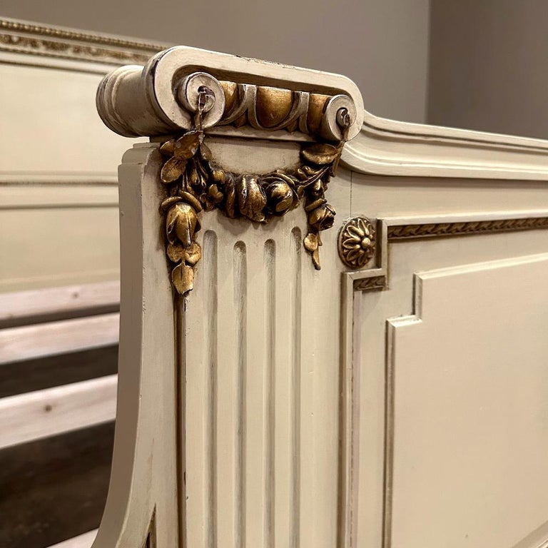 Antique Italian Neoclassical Painted Queen Bed For Sale at 1stDibs