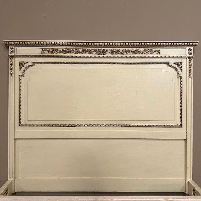 Antique Italian Neoclassical Painted Queen Bed For Sale at 1stDibs