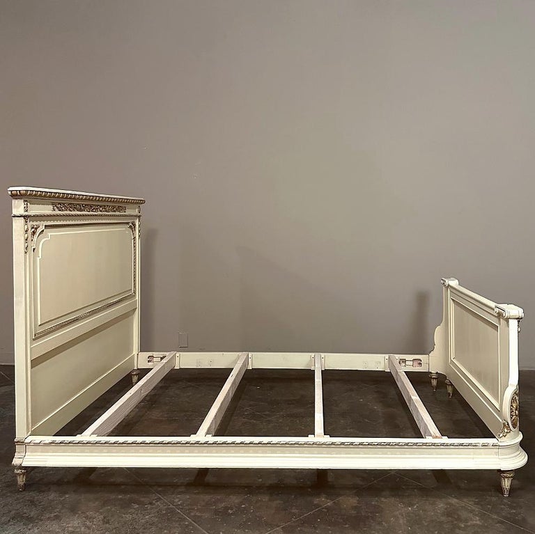 Antique Italian Neoclassical Painted Queen Bed For Sale at 1stDibs