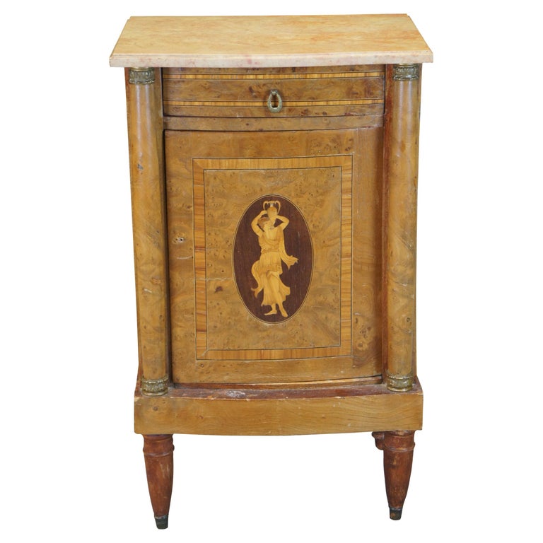 Antique Italian Neoclassical Walnut Olive Burl Ash Nightstand Chevet ...