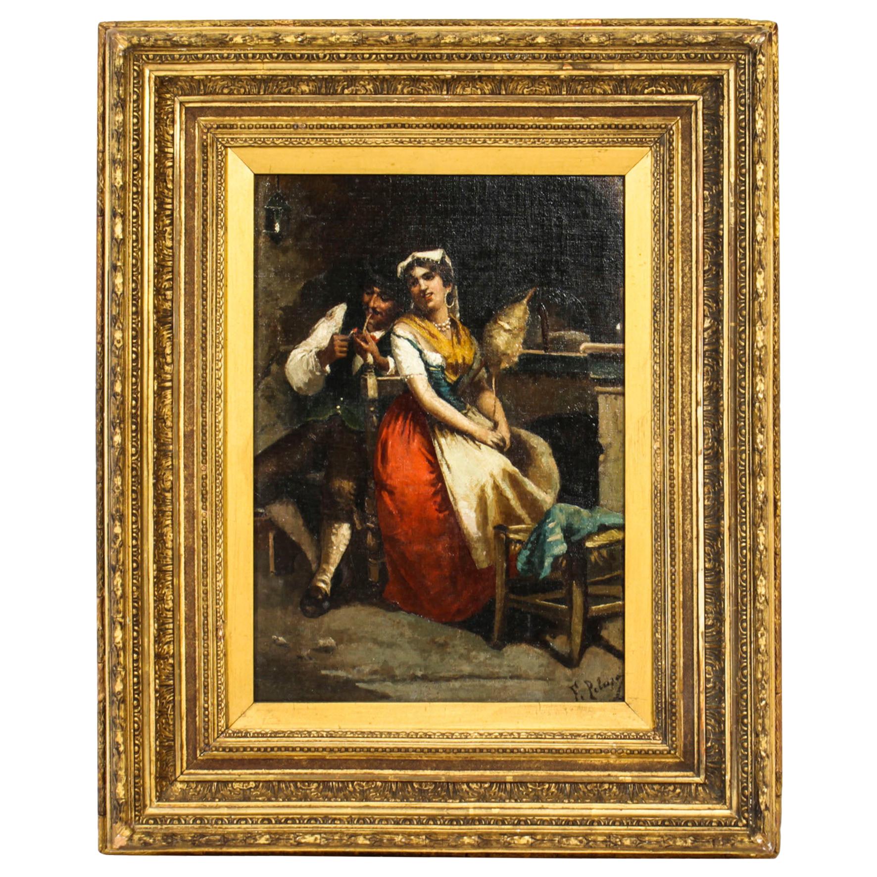 Antique Italian Oil Painting Francesco Peluso, 19th Century at 1stDibs