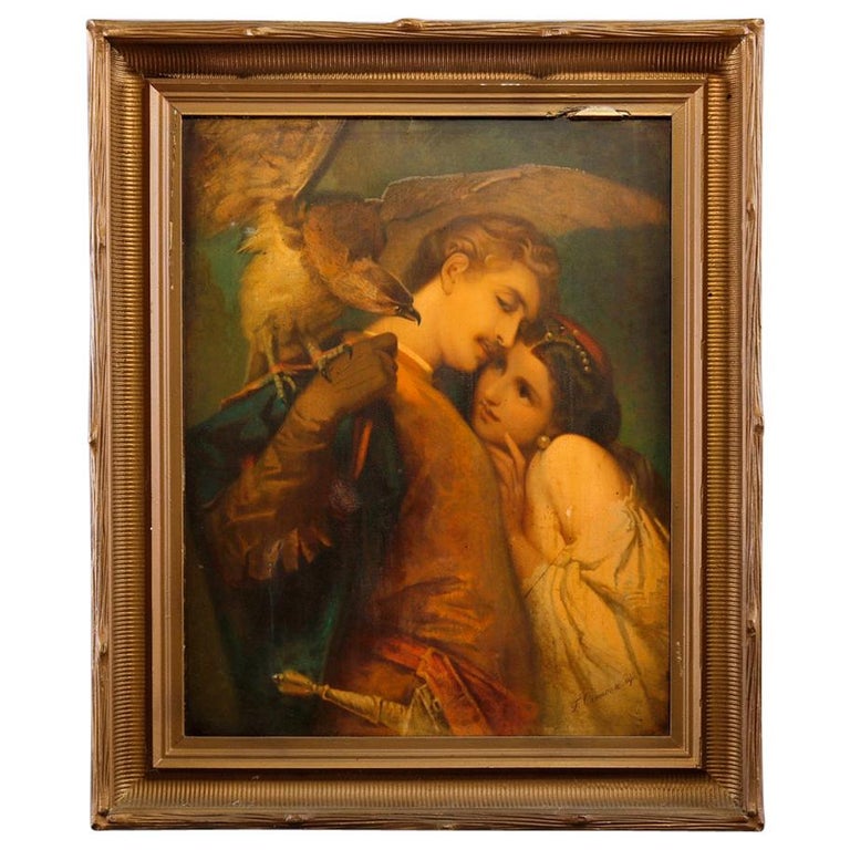 Antique Italian Old Master Copy Chromolithograph Falconer Print, 19th C ...