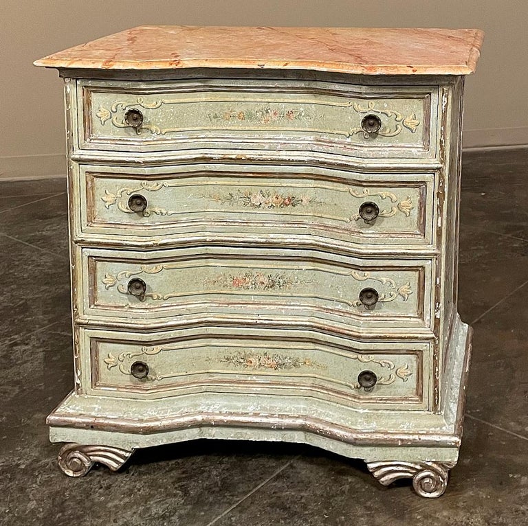 Antique Italian Painted Commode with Faux Painted Marble Top For Sale ...