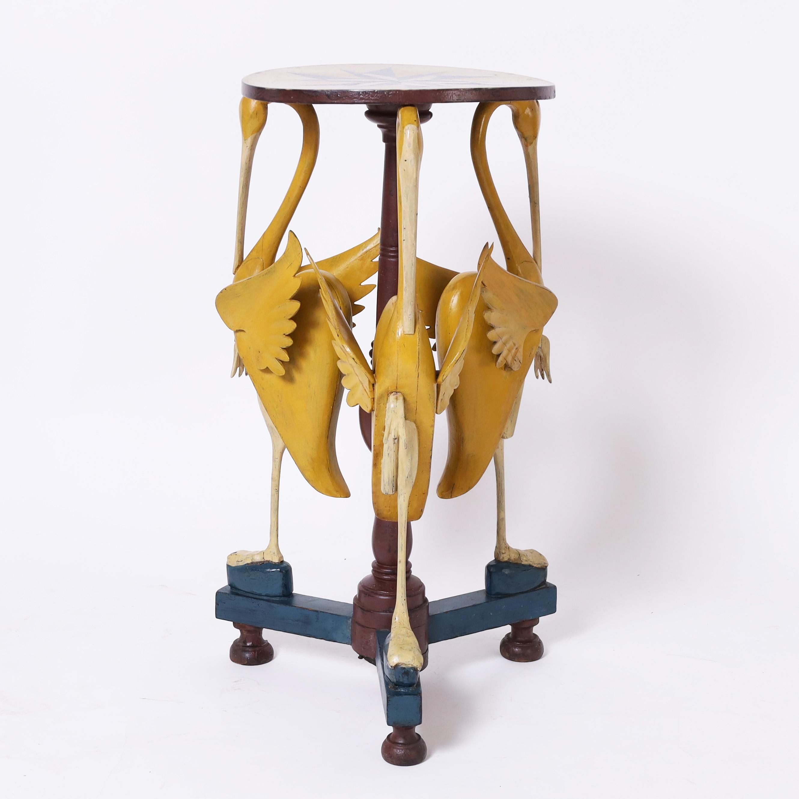 Antique Italian Painted Stork Stand or Table For Sale at 1stDibs