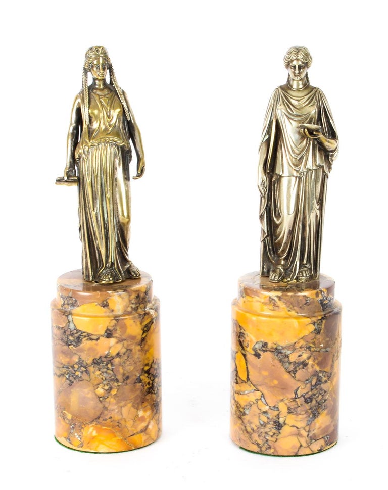 Antique Italian Pair of Grand Tour Bronze Figures of Roman Maidens ...