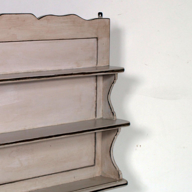 Antique Italian Plate and Pot Rack, Kitchen shelf with original paint ...