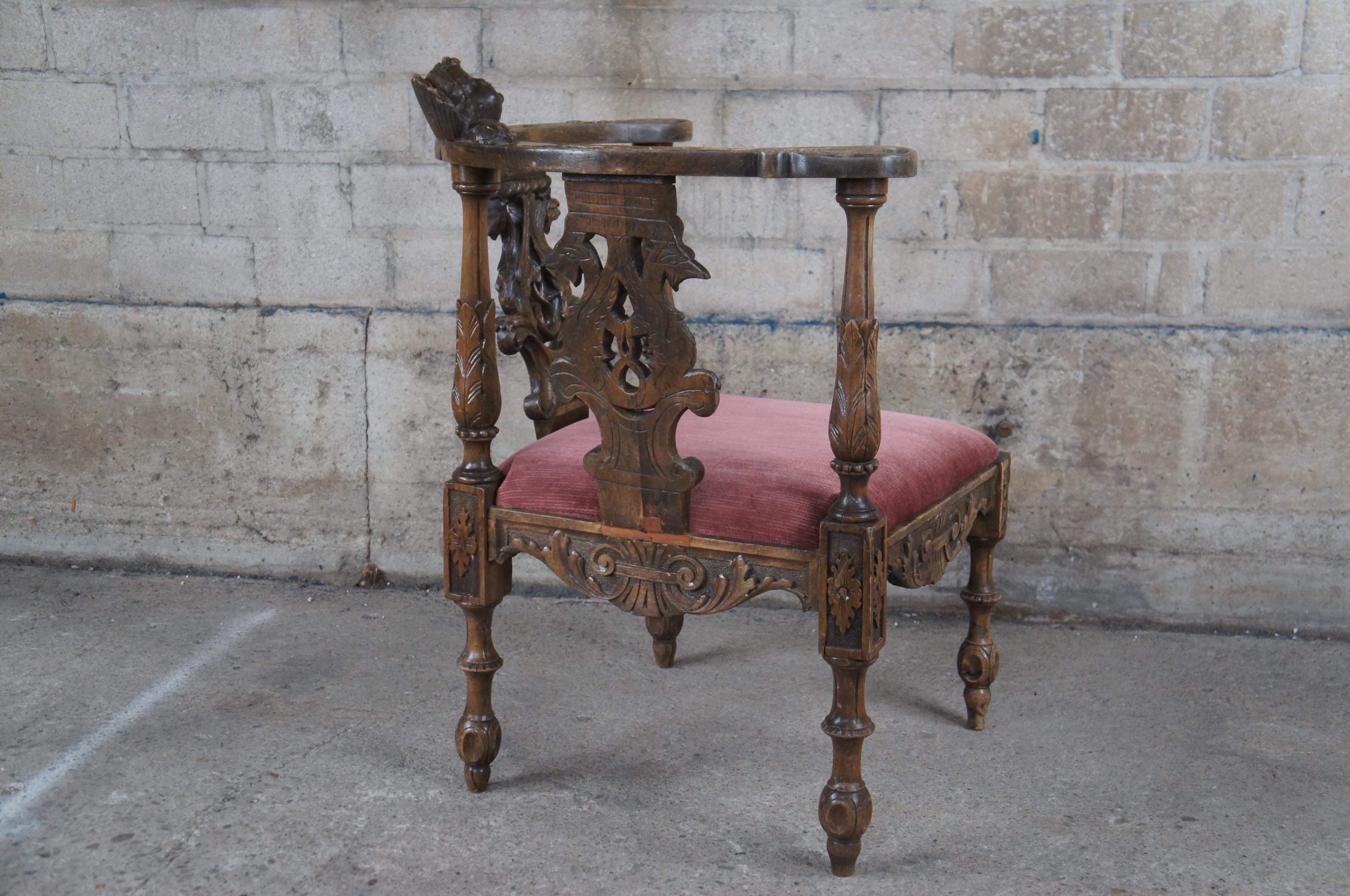 Antique Italian Renaissance Carved Baroque Pheonix Cherub Corner Arm ...