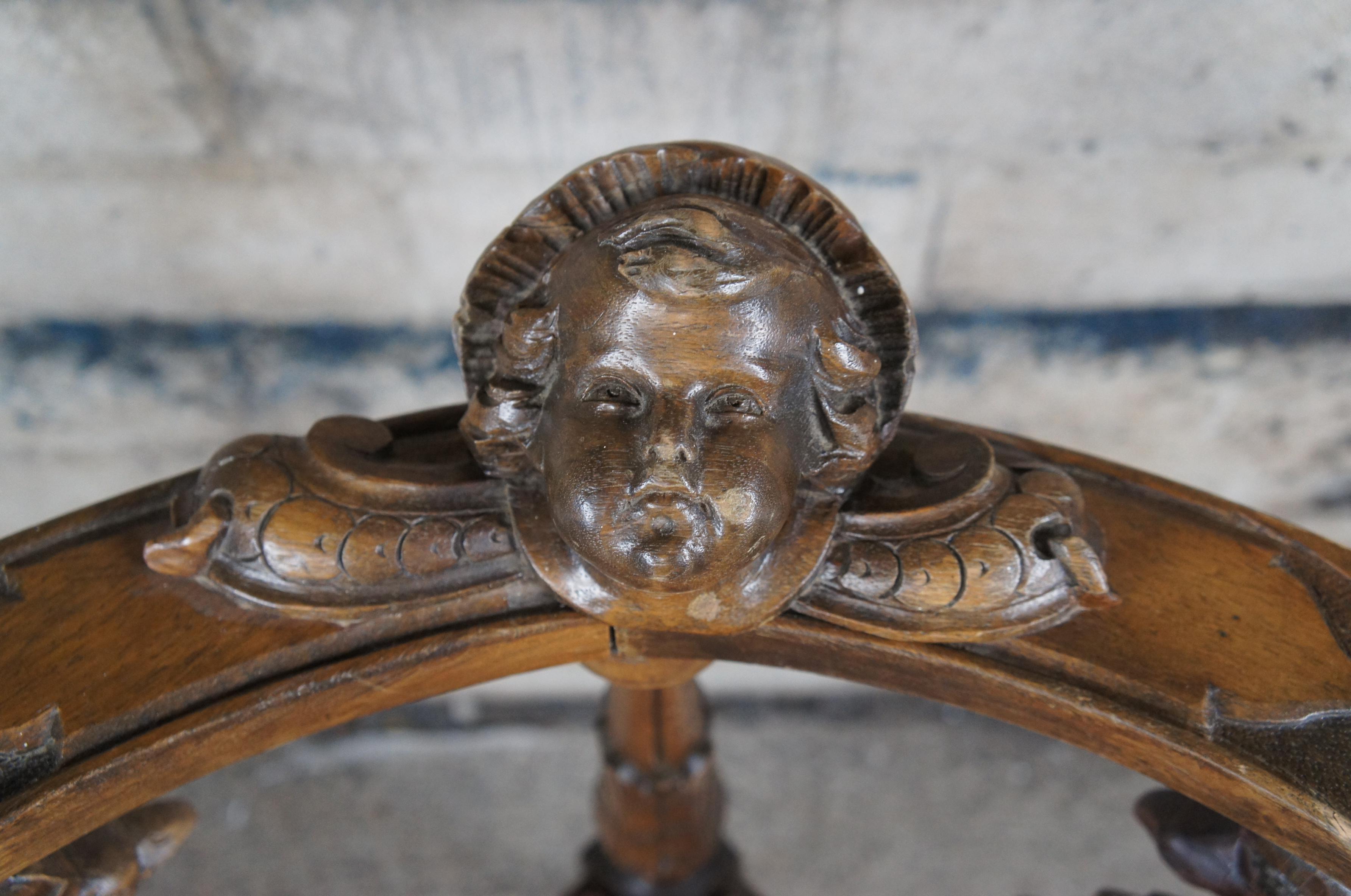 Antique Italian Renaissance Carved Baroque Pheonix Cherub Corner Arm ...