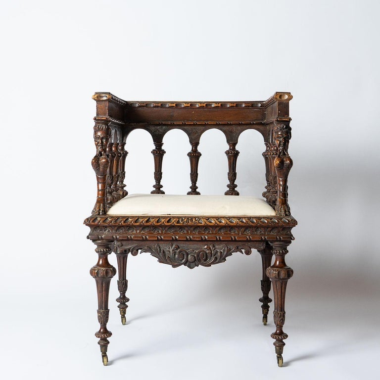 Antique Italian Renaissance Carved Folk Art Armchair, 19th Century For ...