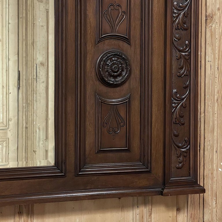 Antique Italian Renaissance Mantel Mirror in Walnut For Sale at 1stDibs