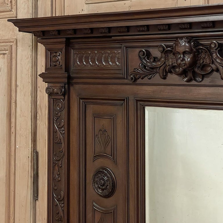 Antique Italian Renaissance Mantel Mirror in Walnut For Sale at 1stDibs