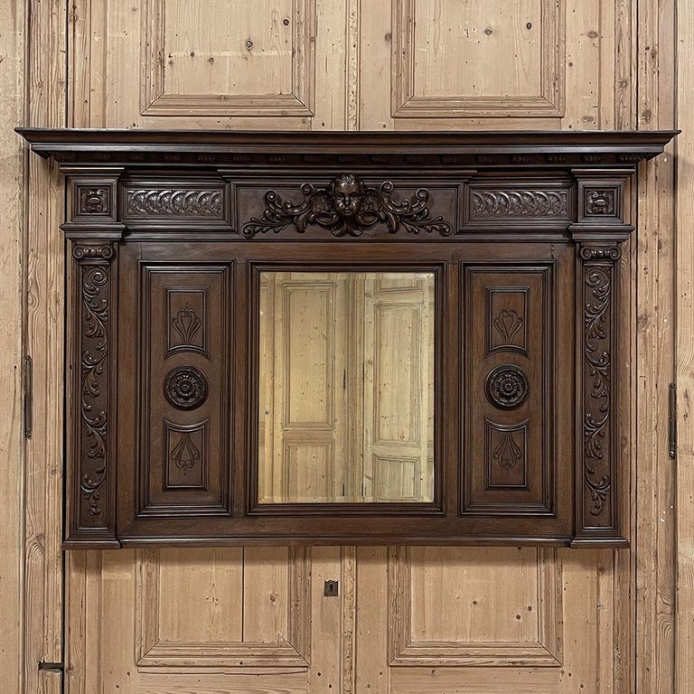 Antique Italian Renaissance Mantel Mirror in Walnut For Sale at 1stDibs