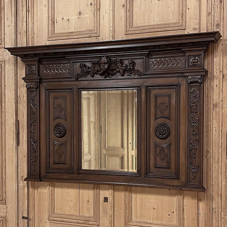 Antique Italian Renaissance Mantel Mirror in Walnut For Sale at 1stDibs