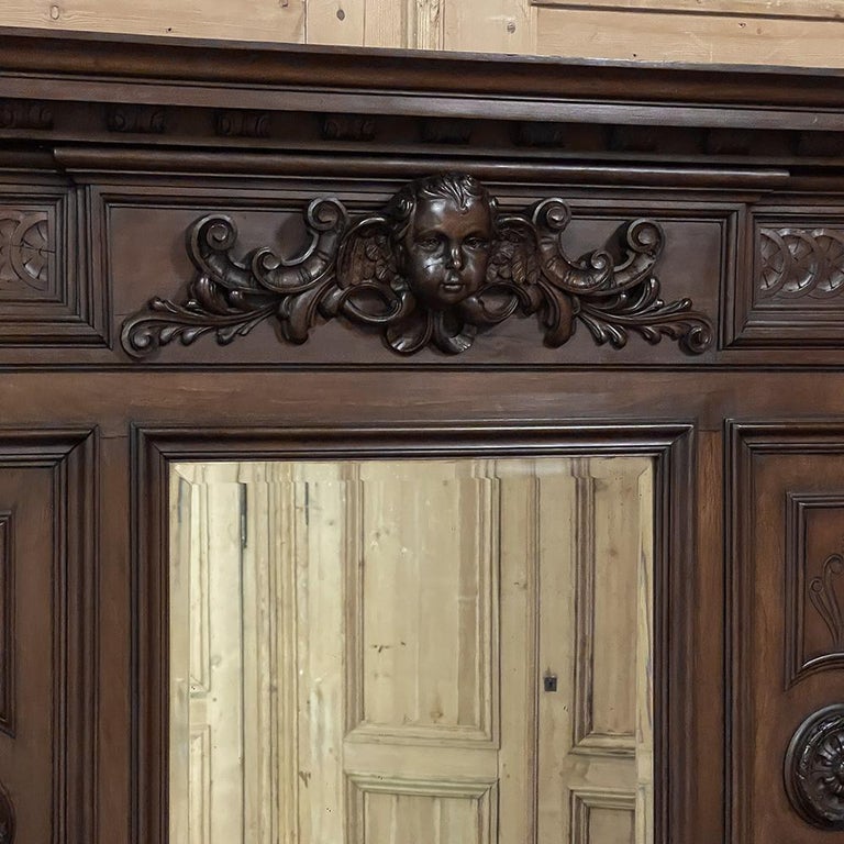 Antique Italian Renaissance Mantel Mirror in Walnut For Sale at 1stDibs