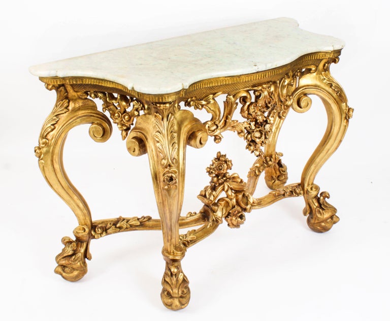Antique Italian Rococo Revival Carved Giltwood Console and Mirror 19th ...