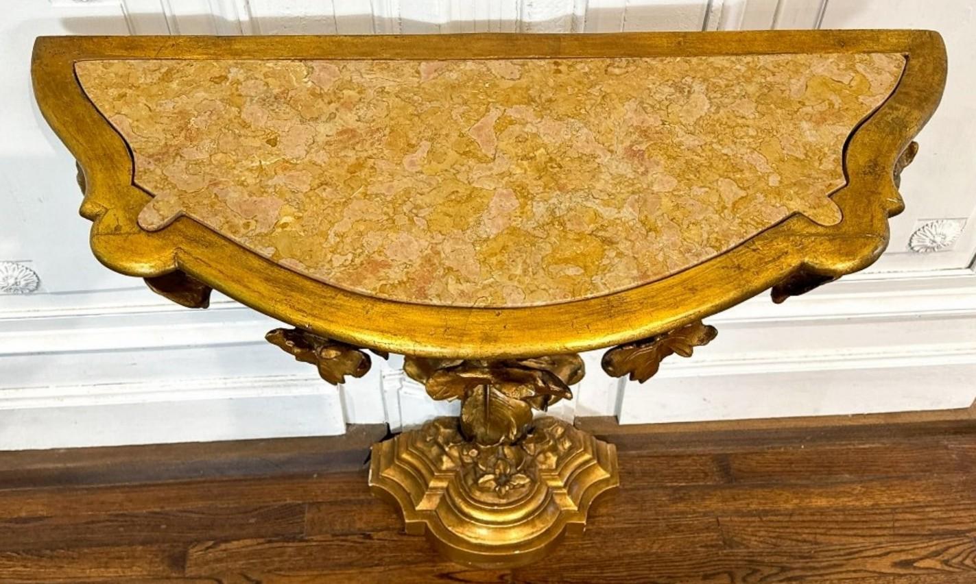 Antique Italian Rococo Revival Carved Giltwood Sculptural Console Table ...