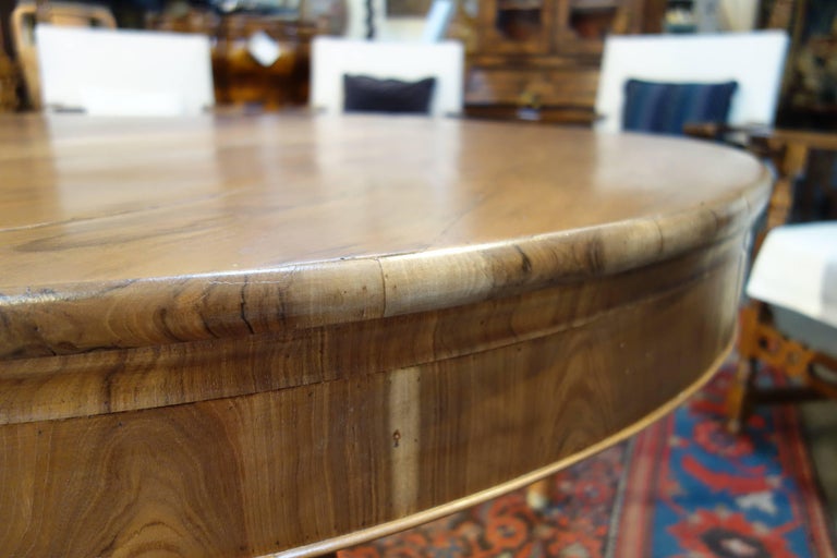 Italian Rustic Tuscan Farmhouse Walnut Round Table Circa 1860 at 1stDibs