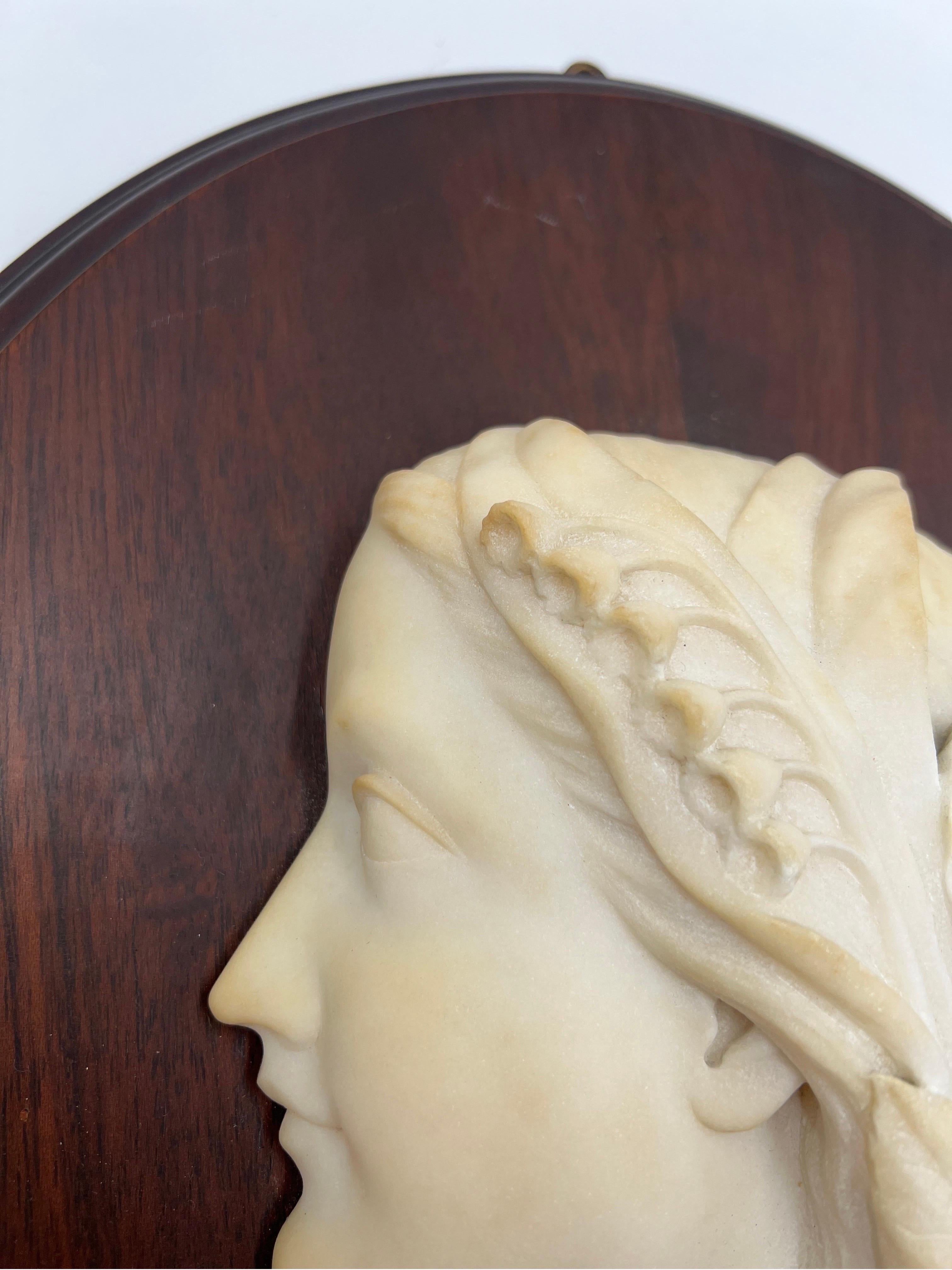 Antique Italian School Carved Marble Female Profile Aesthetic Plaque ...