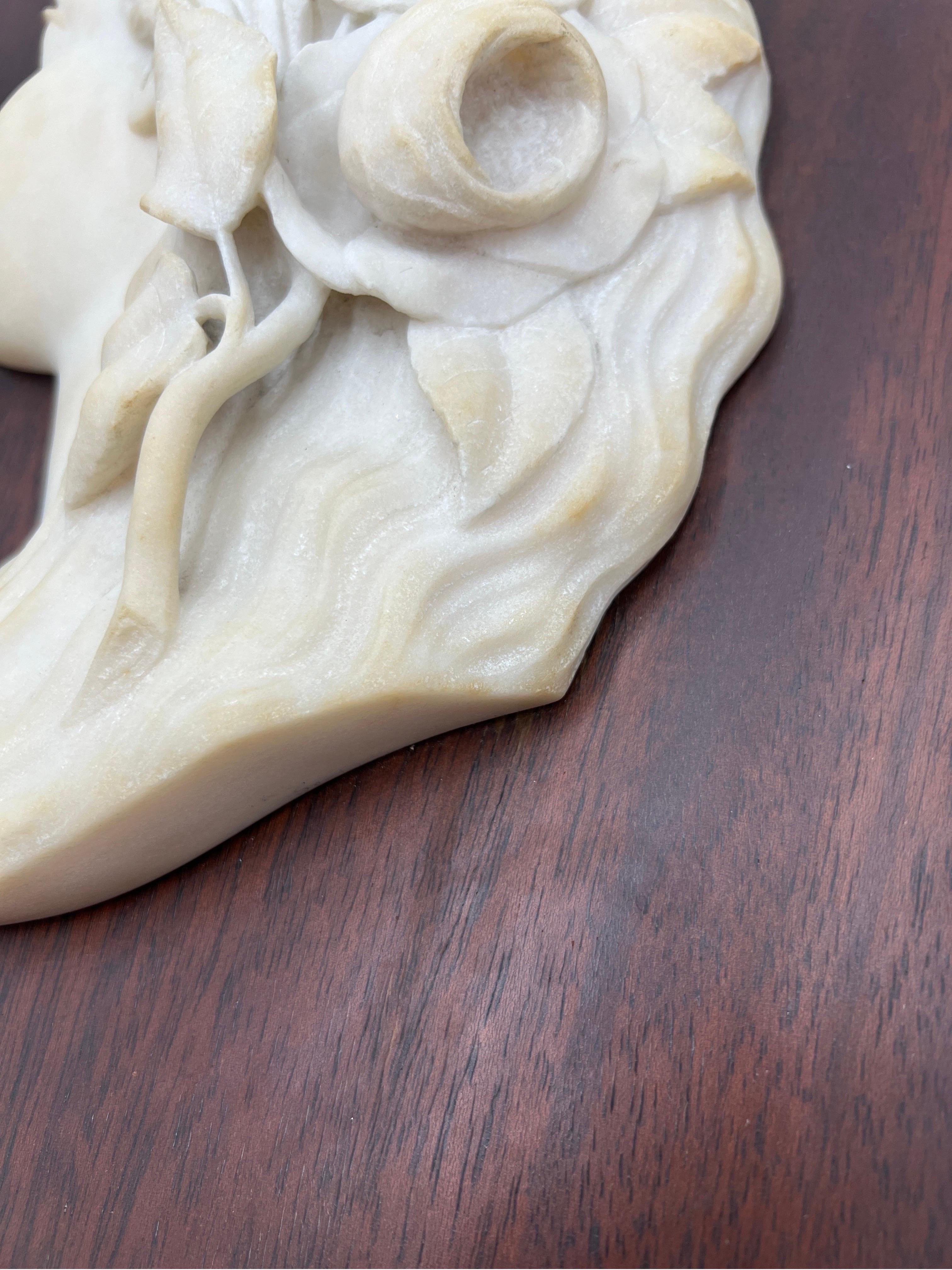 Antique Italian School Carved Marble Female Profile Aesthetic Plaque ...